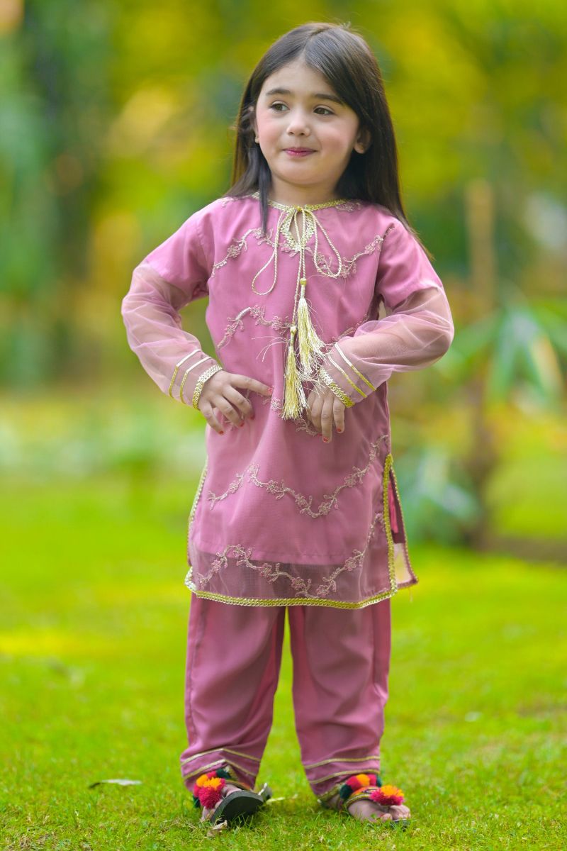 Modest - Noor - Net - Pink - Girls 2 Piece Suit – Studio By TCS - PK